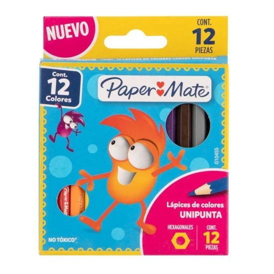 CRAYON DE MADERA PAPER MATE 1746748 12COL CORTO (48)
